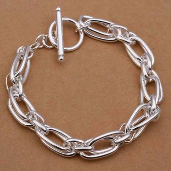 Jewelry | 925 Sterling Silver Chunky Bracelet Toggle Chain Link ...